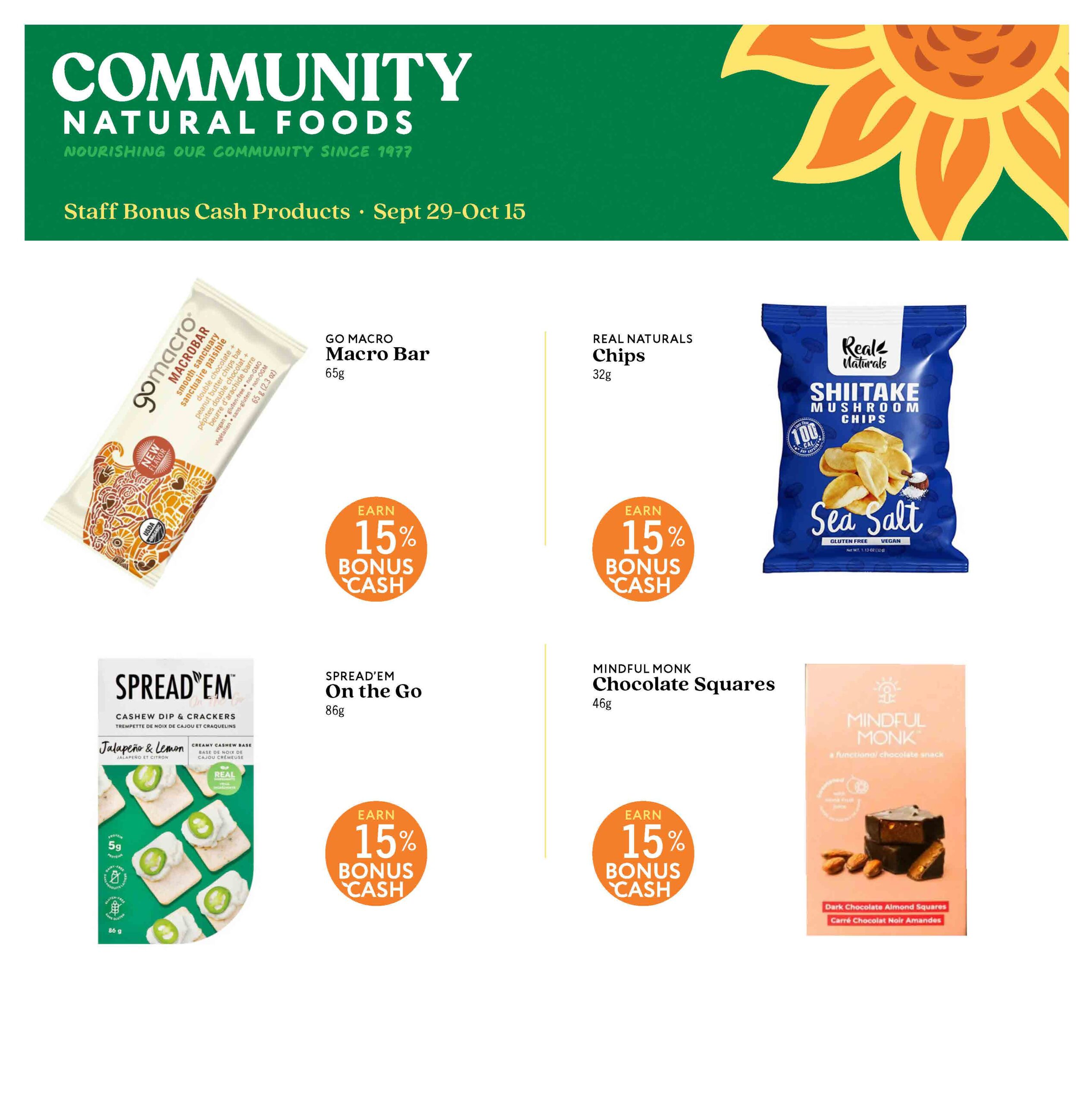 Staff Bonus Cash Products - Community Natural Foods