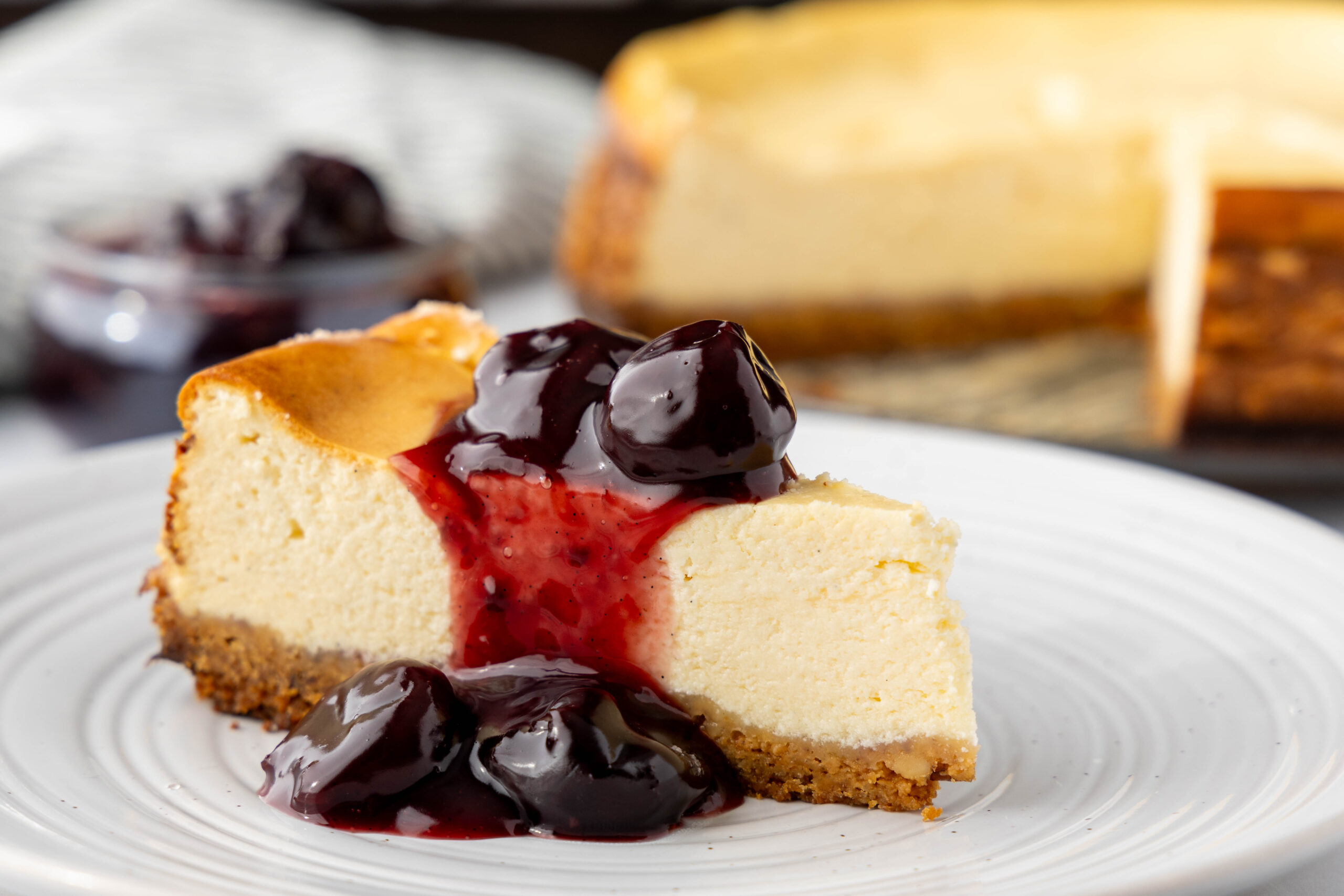 Rustic Greek Yogurt Cheesecake with Vanilla Bean Cherry Topping ...